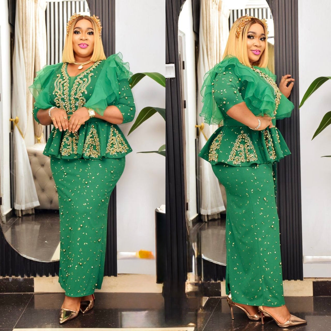 Beaded Peplum Maxi Dress | Mother of The Bride Plus Size Wedding Guest ...